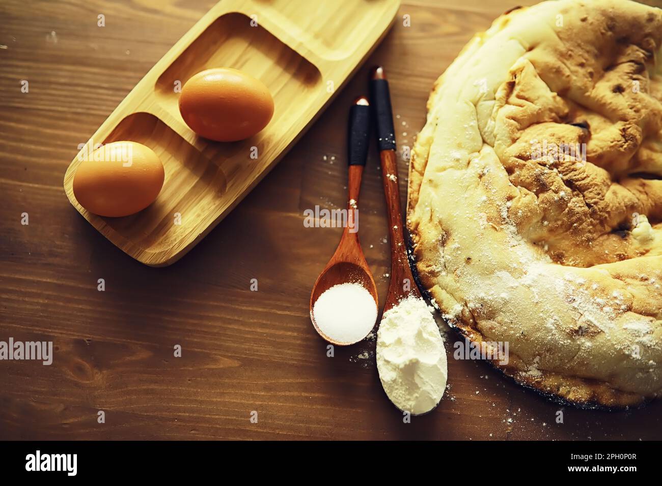 Lavash from whole grain durum flour. Handmade fresh pastries. Flour ...