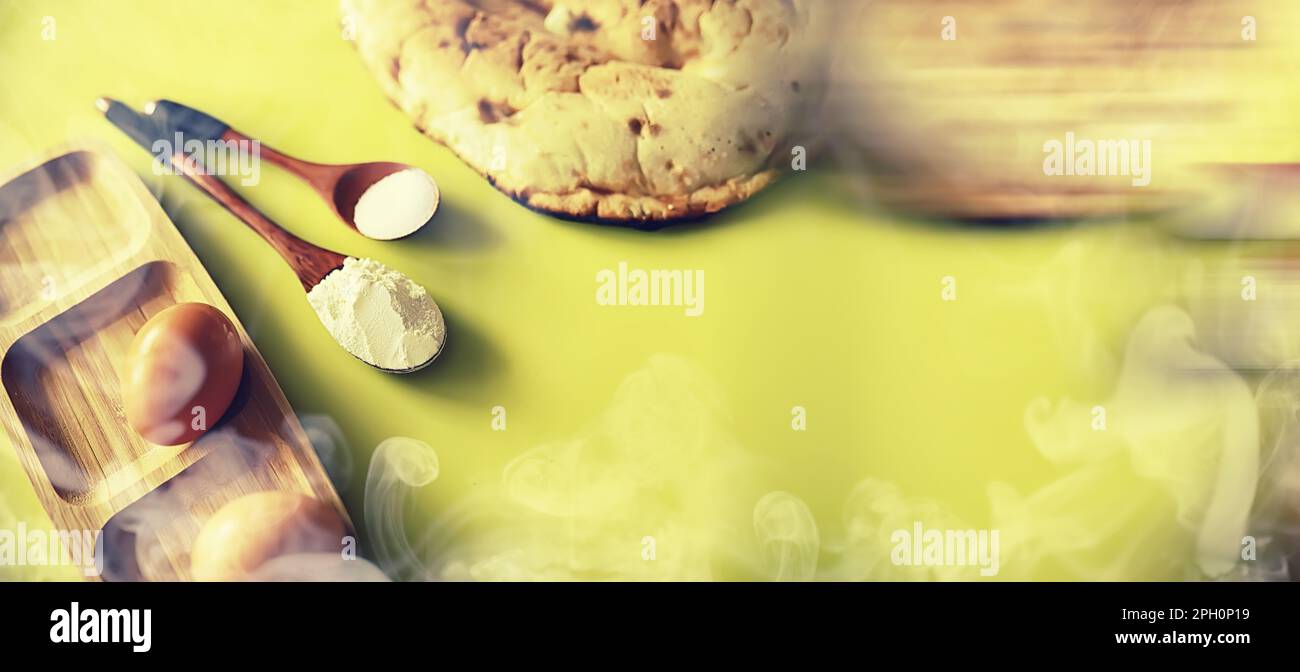 Lavash from whole grain durum flour. Handmade fresh pastries. Flour ...