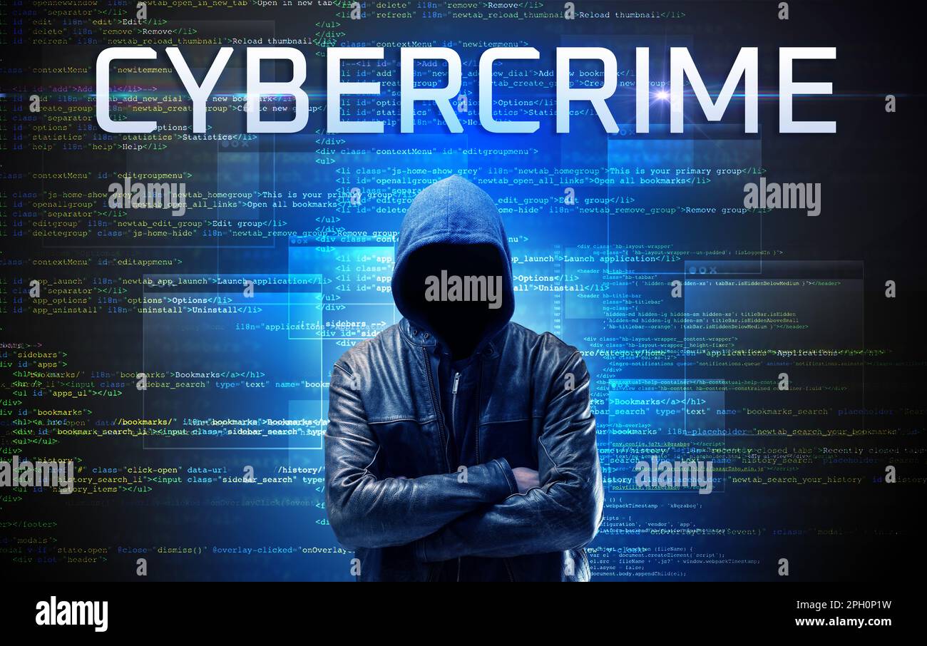 Faceless hacker on code background Stock Photo - Alamy