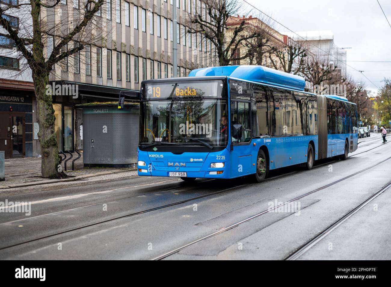 Gothenburg, Sweden - november 06 2022: Blue bus on line 19 passing ...