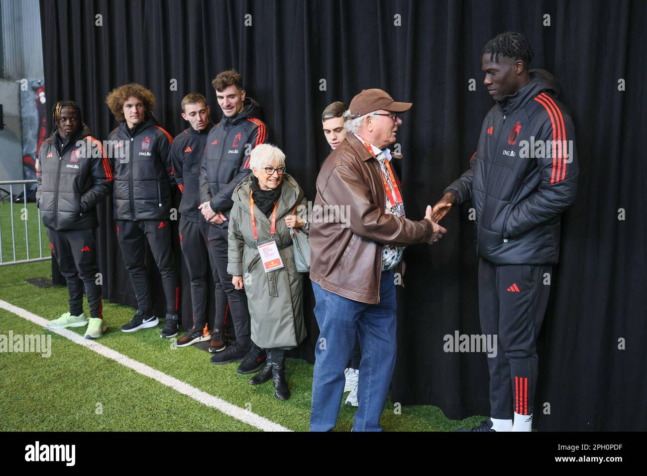 Tubize, Belgium. 25th Mar, 2023. Belgium's Johan Bakayoko, Belgium's ...