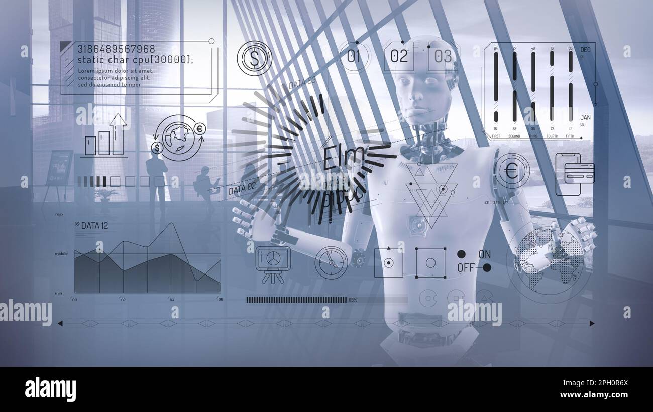 Currency conversion financial infographic and artificial intelligence ...