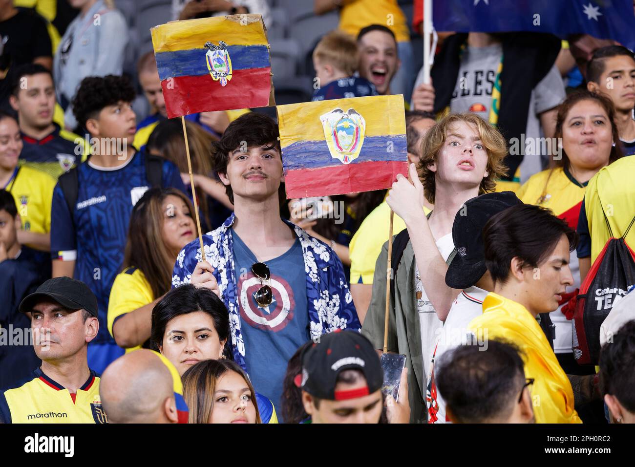 Ecuador fans show their support during the match between Australian ...