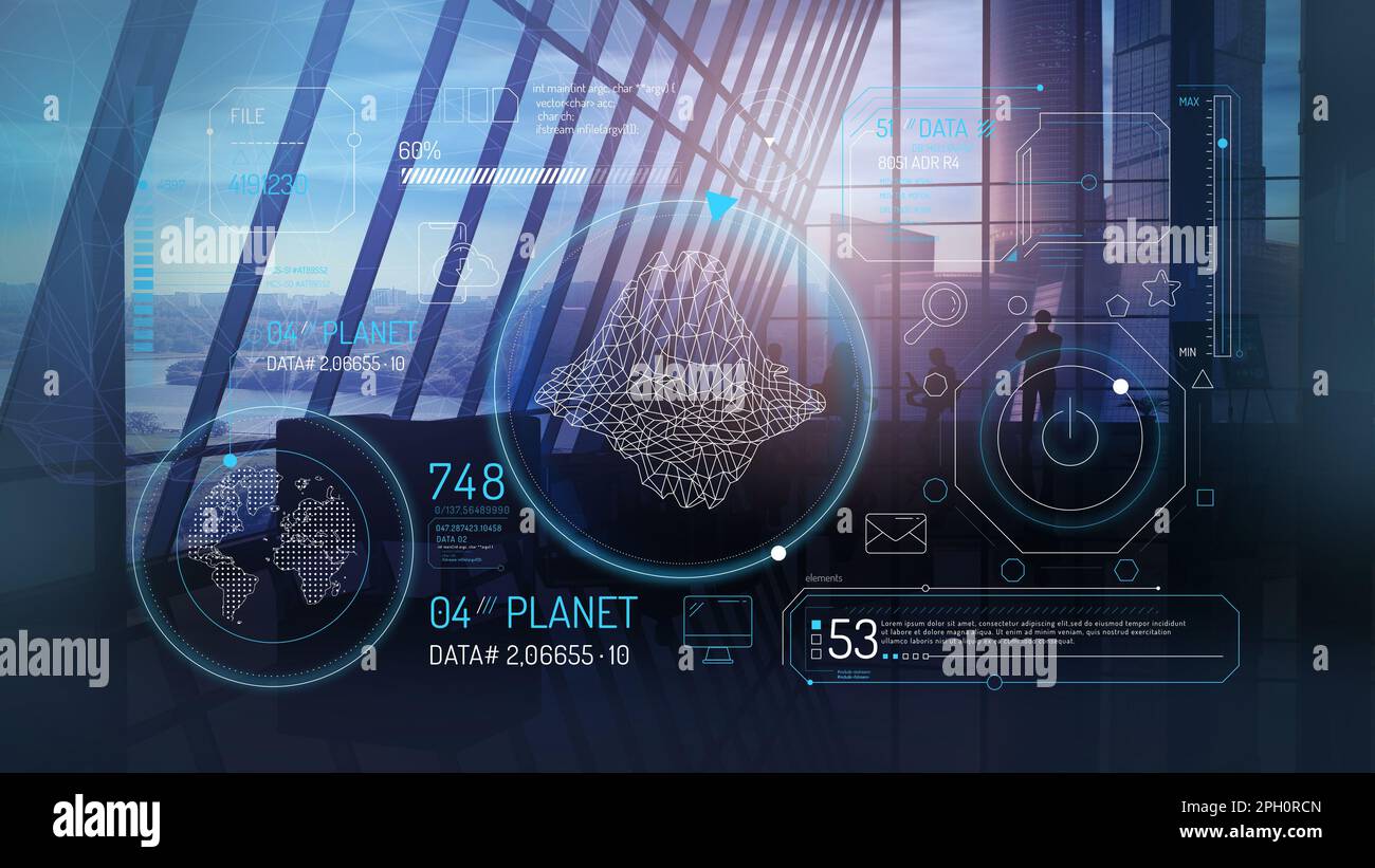 Earth planet geologic research infographics on office background Stock ...