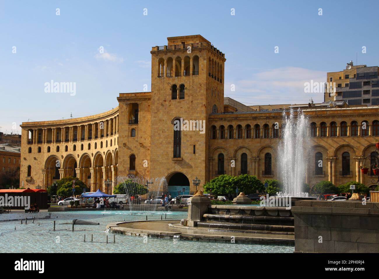 Fountain on Republic Square in the city center of Yerevan, Armenia ...
