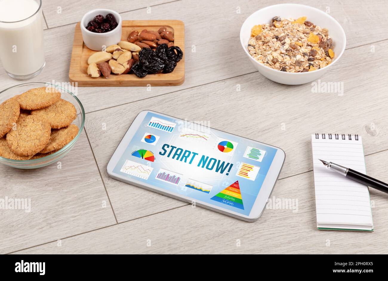 Organic food and tablet pc concept Stock Photo - Alamy