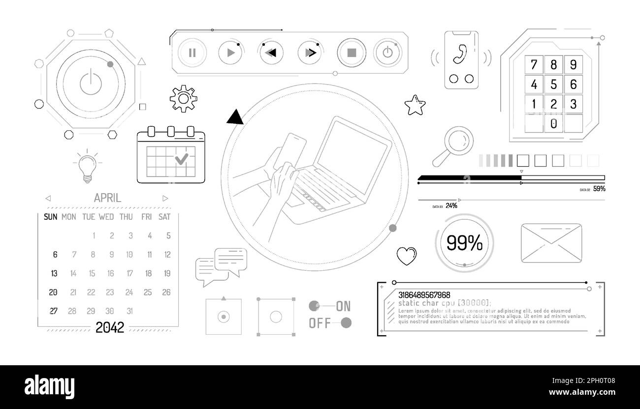 Set of infographic elements about computer communication and social ...