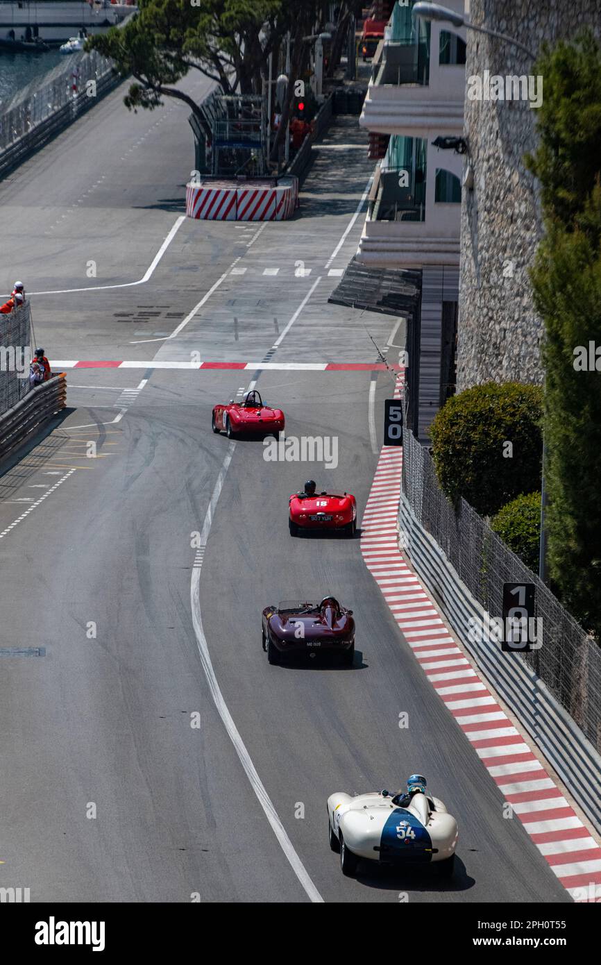 Classic cars on the historic grand prix track in Monaco, France Stock ...