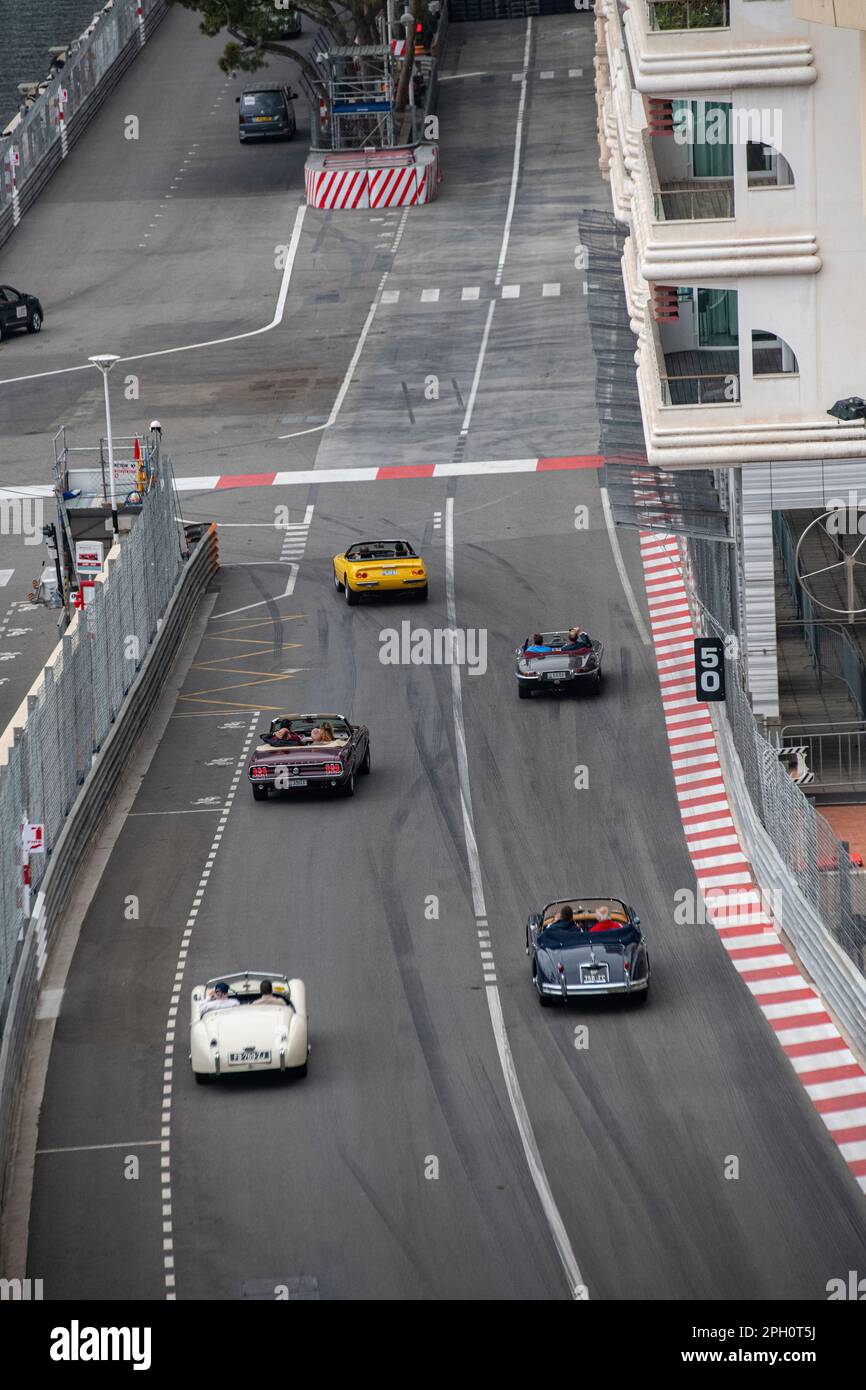 Classic cars on the historic grand prix track in Monaco, France Stock ...