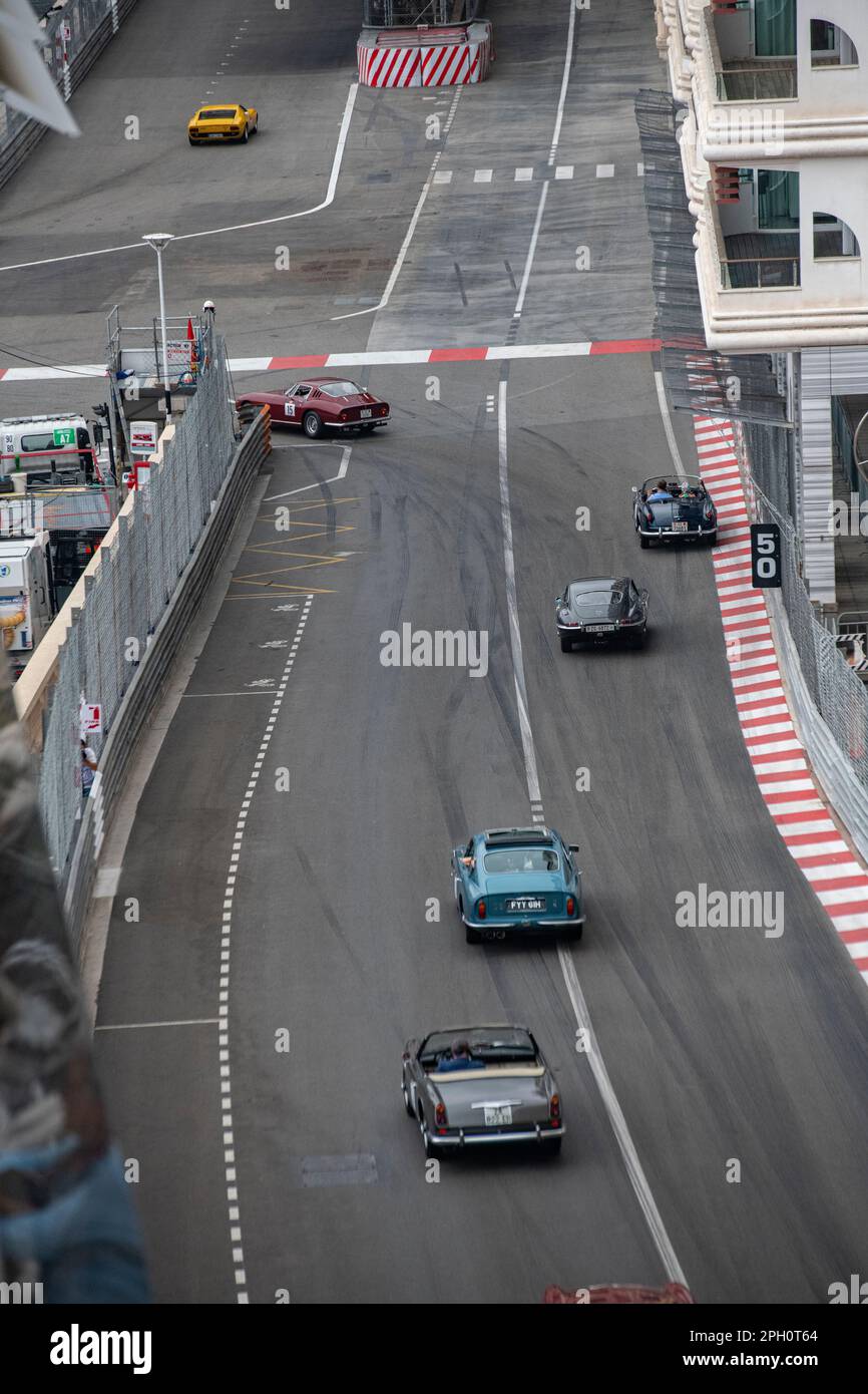 Classic cars on the historic grand prix track in Monaco, France Stock ...