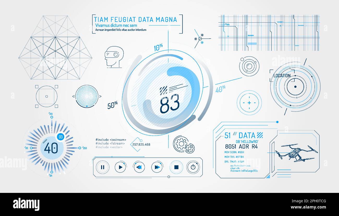 Set of infographic elements about virtual reality drone control Stock ...