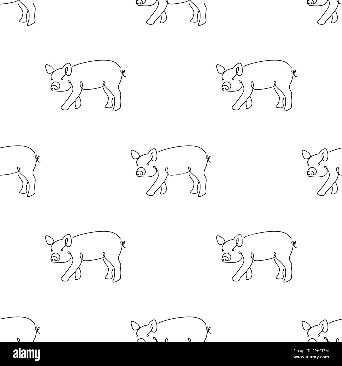 Line drawing pig hi-res stock photography and images - Alamy