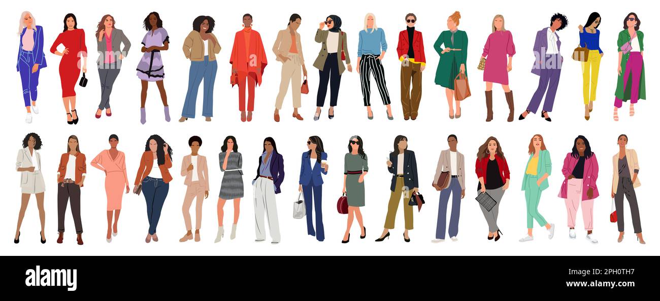 Modern women Vector set isolated on white Stock Vector Image & Art - Alamy