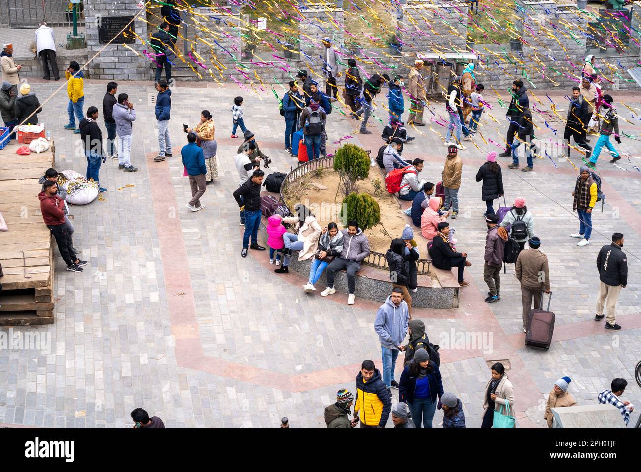 Mall road in manali decorated for christmas new year with colorful ...