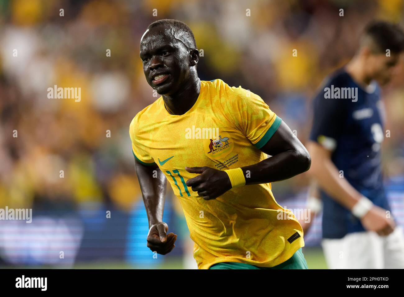 Awer Mabil of Australia in action during the match between Australia ...