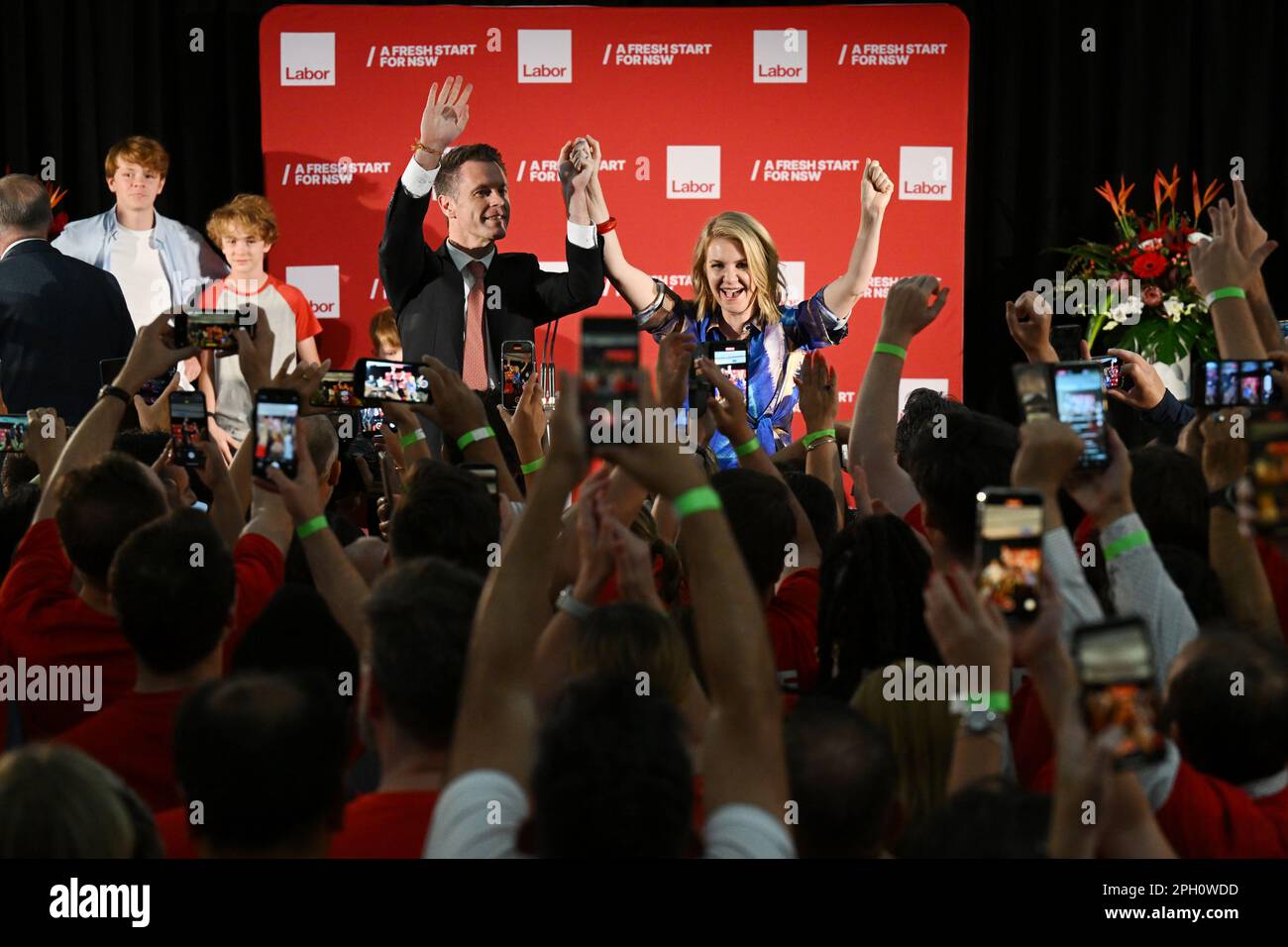 Labor leader and Premier elect Chris Minns with his wife Anna at NSW ...