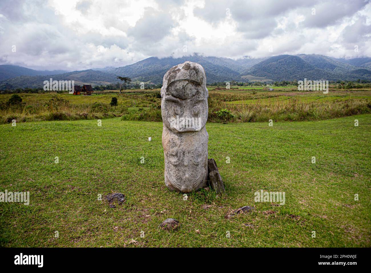 Poso, Indonesia. 25th Mar, 2023. A stone statue is seen at Bada Valley ...