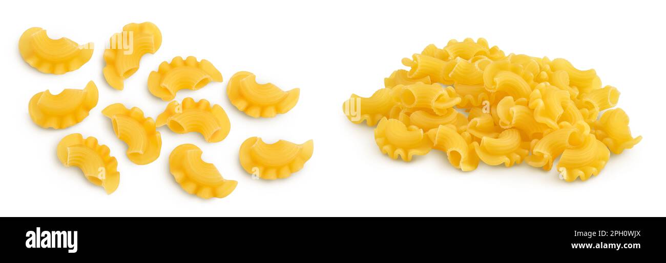 Pasta cornetti creste macaroni isolated on white background with full ...