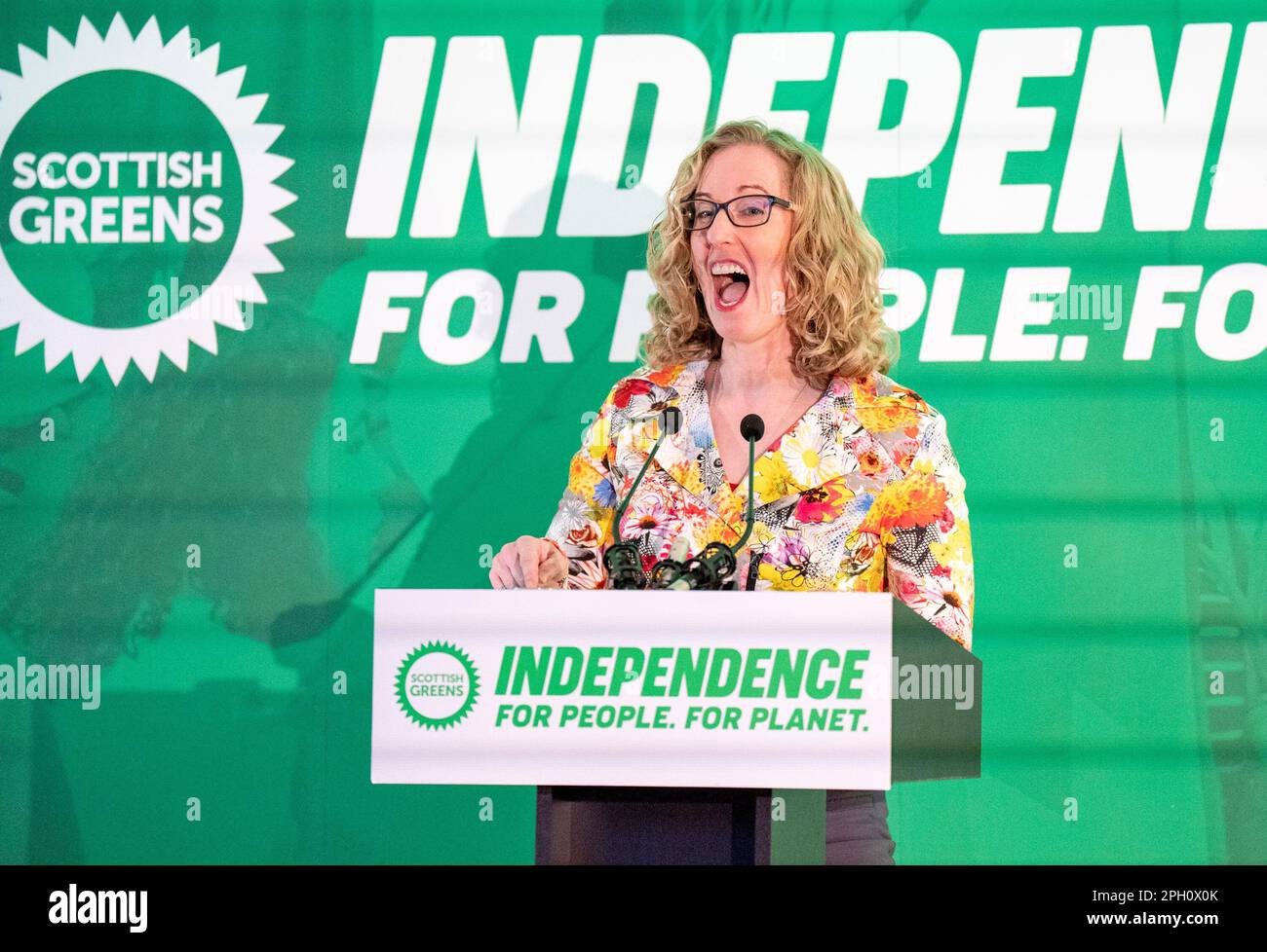 Co-leader of the Scottish Green Party Lorna Slater delivers her keynote ...