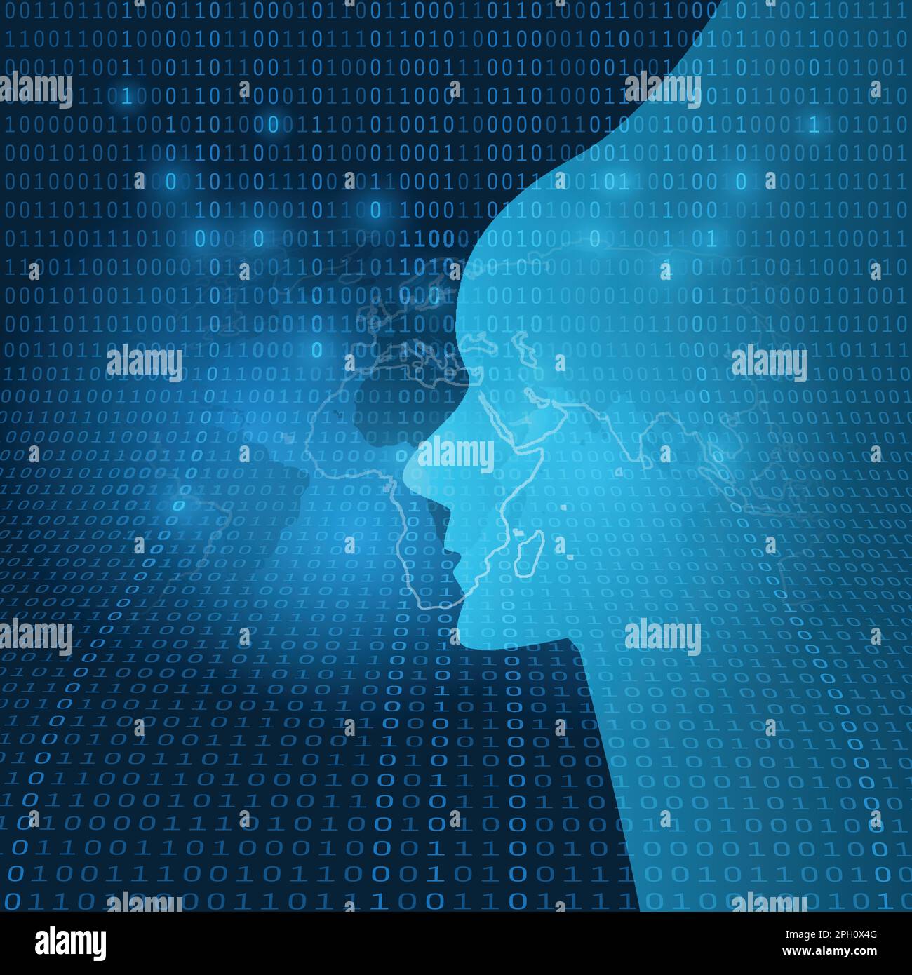 Dark Futuristic Machine Learning, Artificial Intelligence, Cloud Computing, Automated Support ...