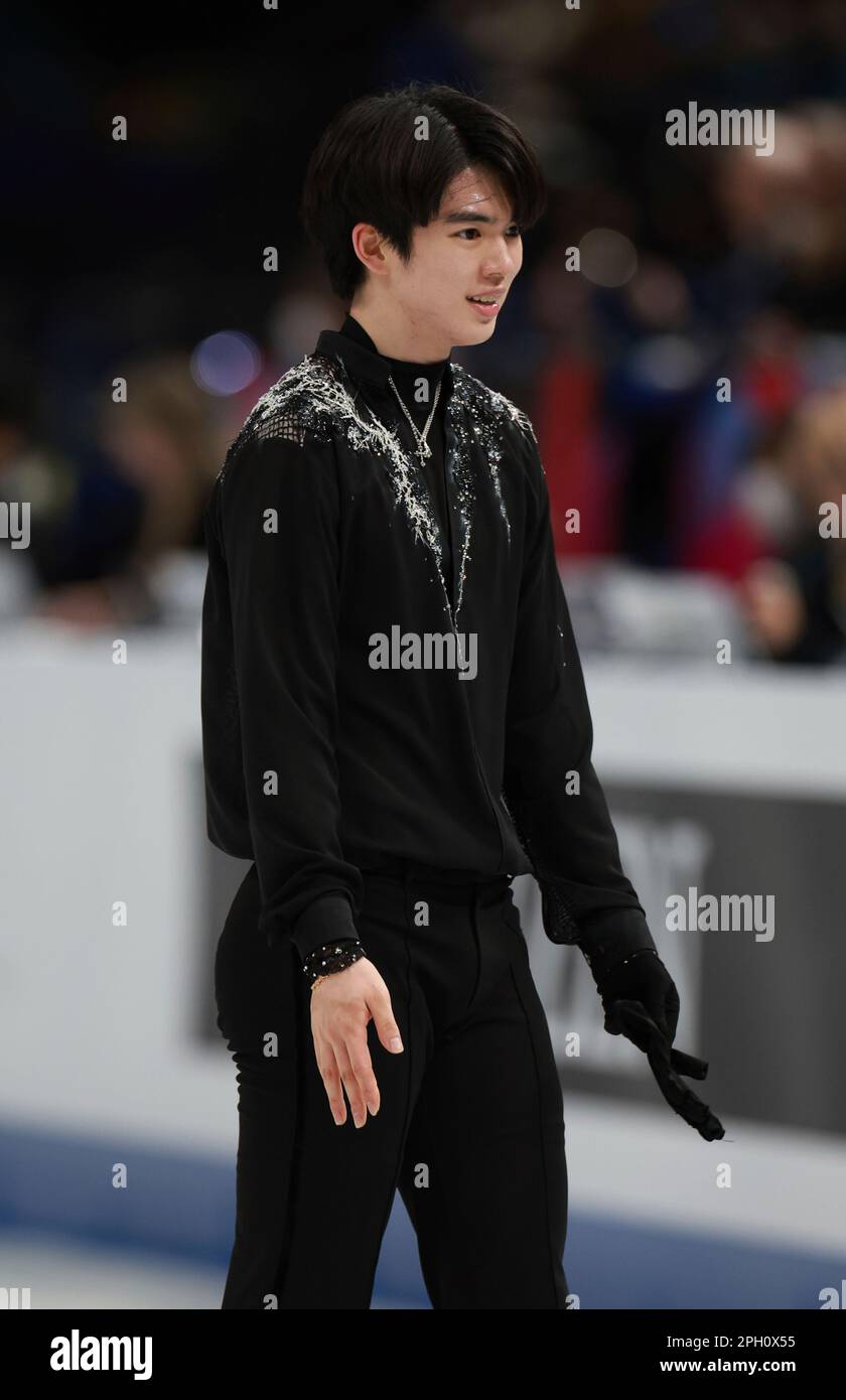 Junhwan CHA of South Korea reacts during men's free skating (FS) of ...