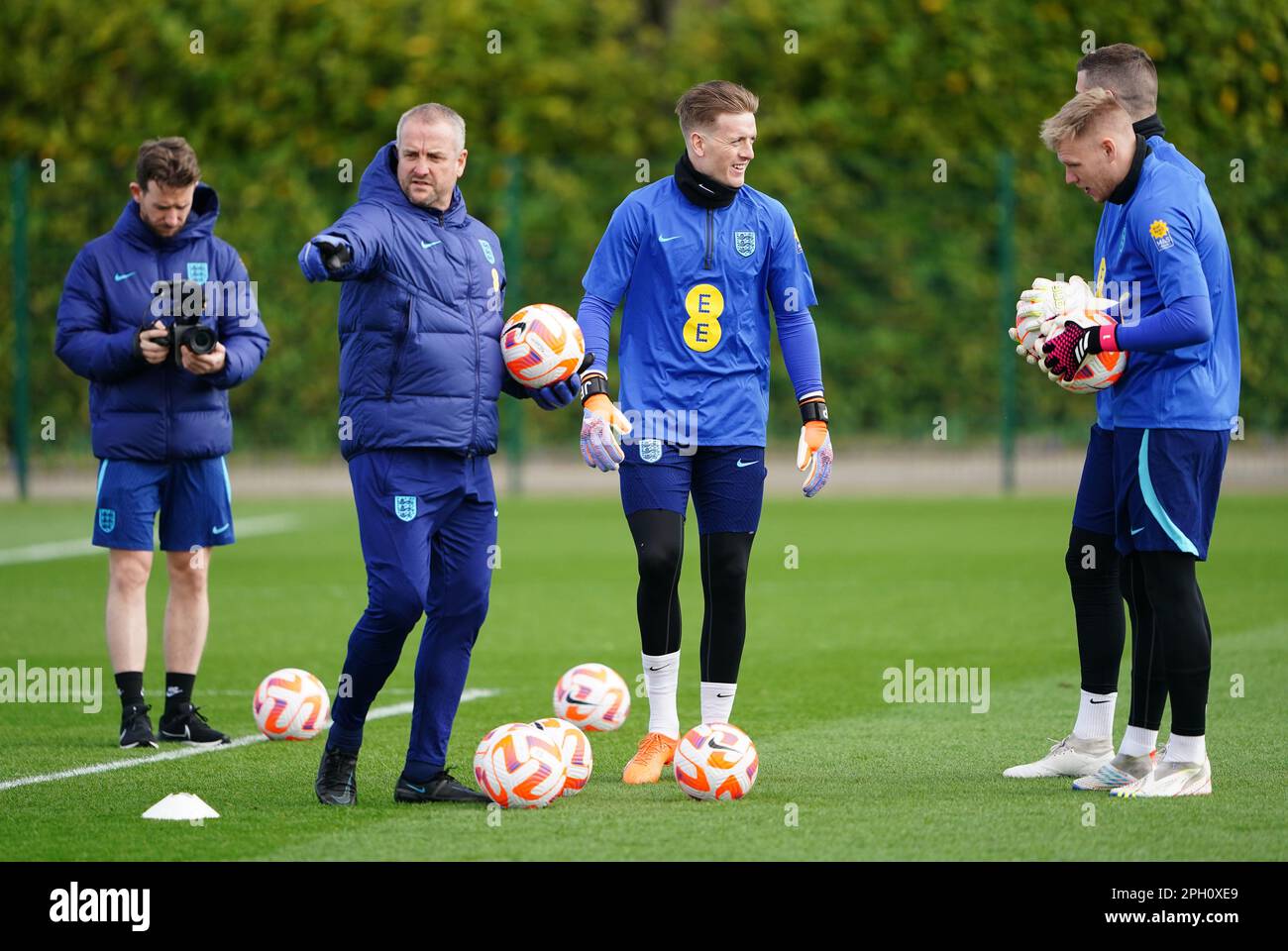 England's goalkeeping coach Martyn Margetson gives instructions to ...