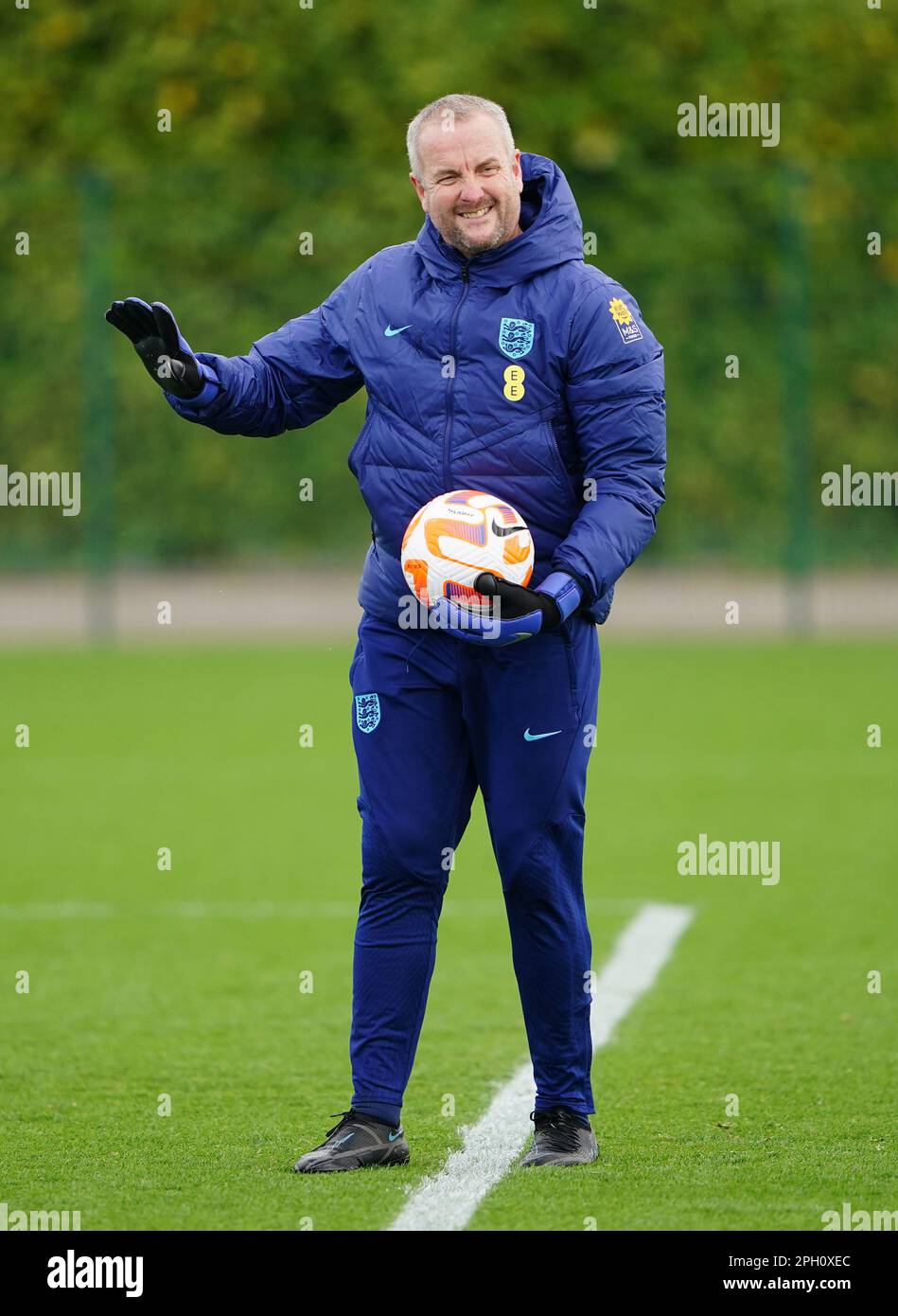 England's goalkeeping coach Martyn Margetson during a training session ...