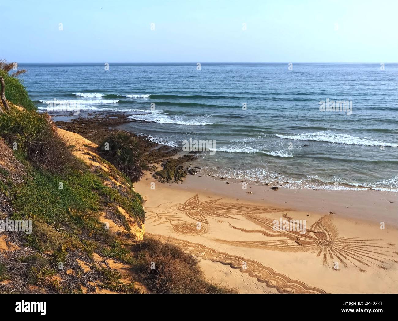 Beautiful beach sand mandala in Albufeira in Portugal Praia Maria Luisa ...