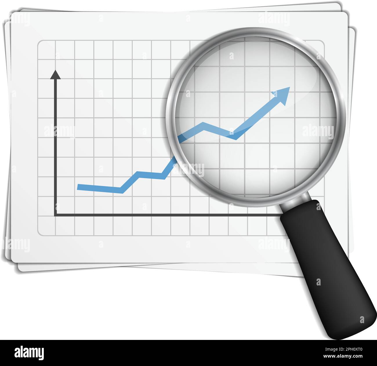 Magnifying glass showing rising chart, vector eps10 illustration Stock Vector Image & Art - Alamy