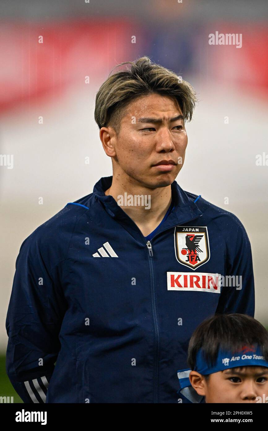 TOKYO, JAPAN - MARCH 24: Takuma Asano of Japan prior to the ...