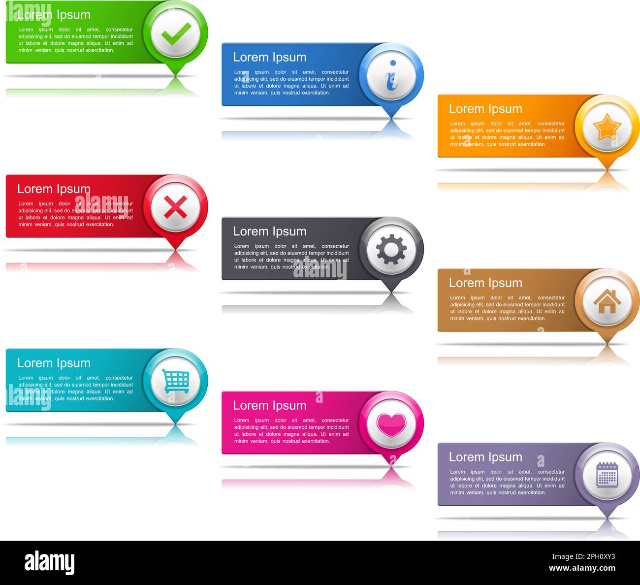 Set of design elements with different icons and place for your text ...