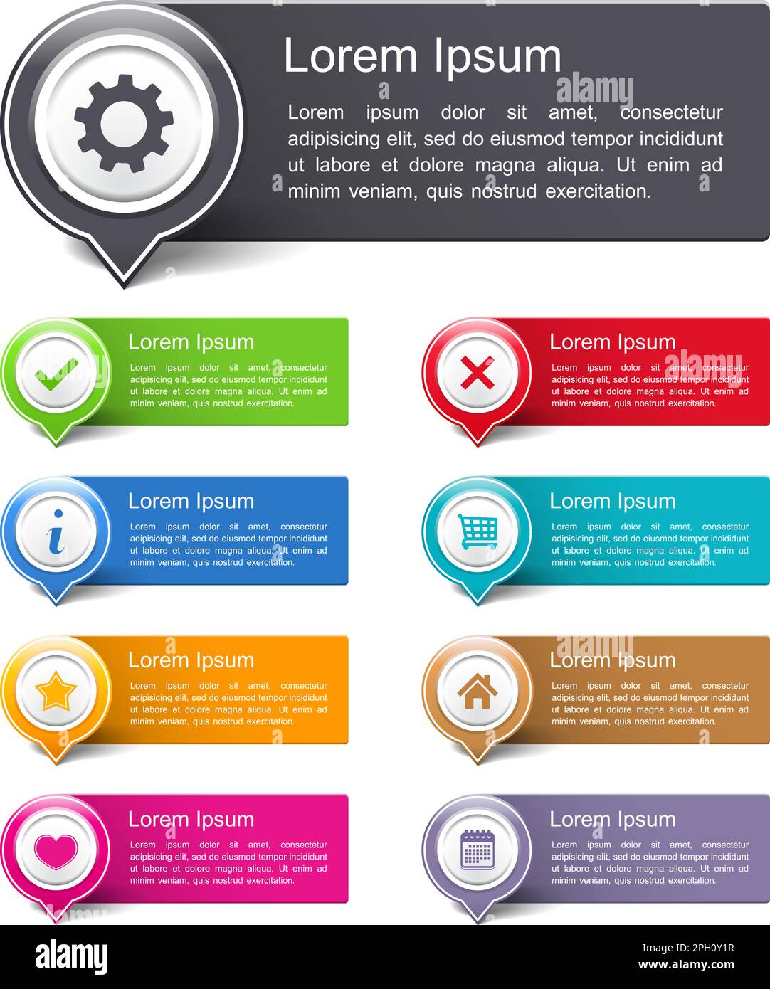 Set of design elements with icons, vector eps10 illustration Stock ...