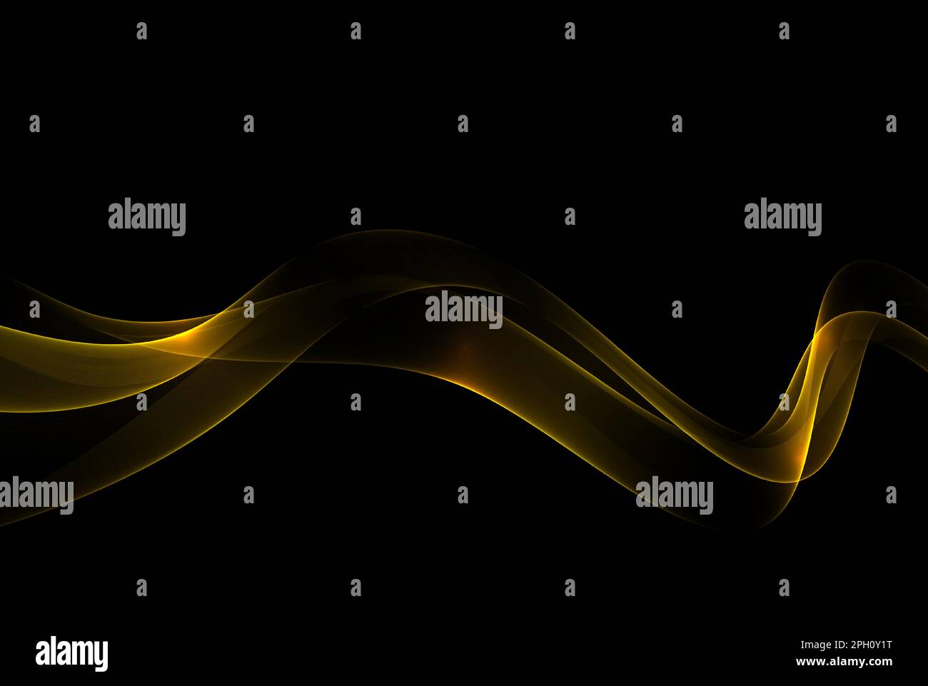 Abstract golden flow transparent smoky wave background with lighting ...