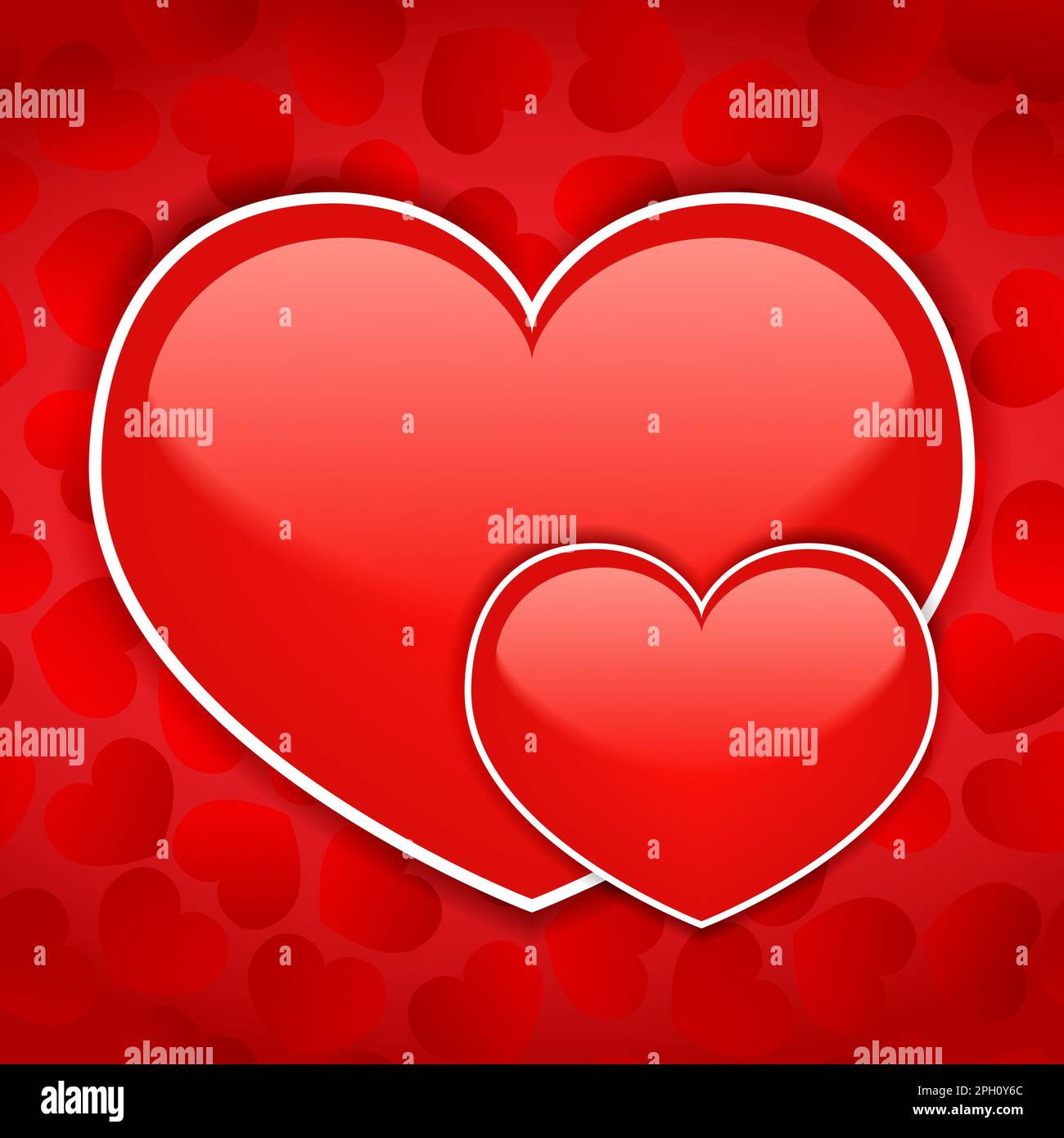 Two hearts on red background, vector eps10 illustration Stock Vector ...