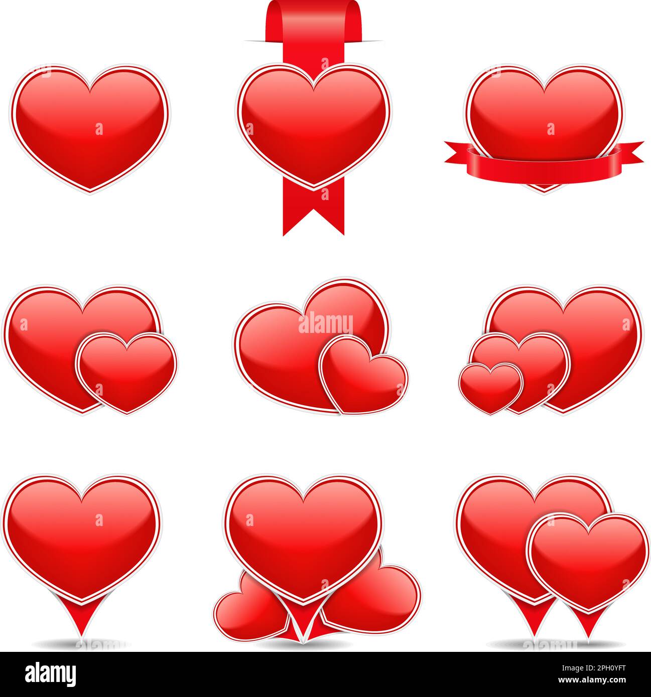 Red hearts on white background, vector eps10 illustration Stock Vector ...