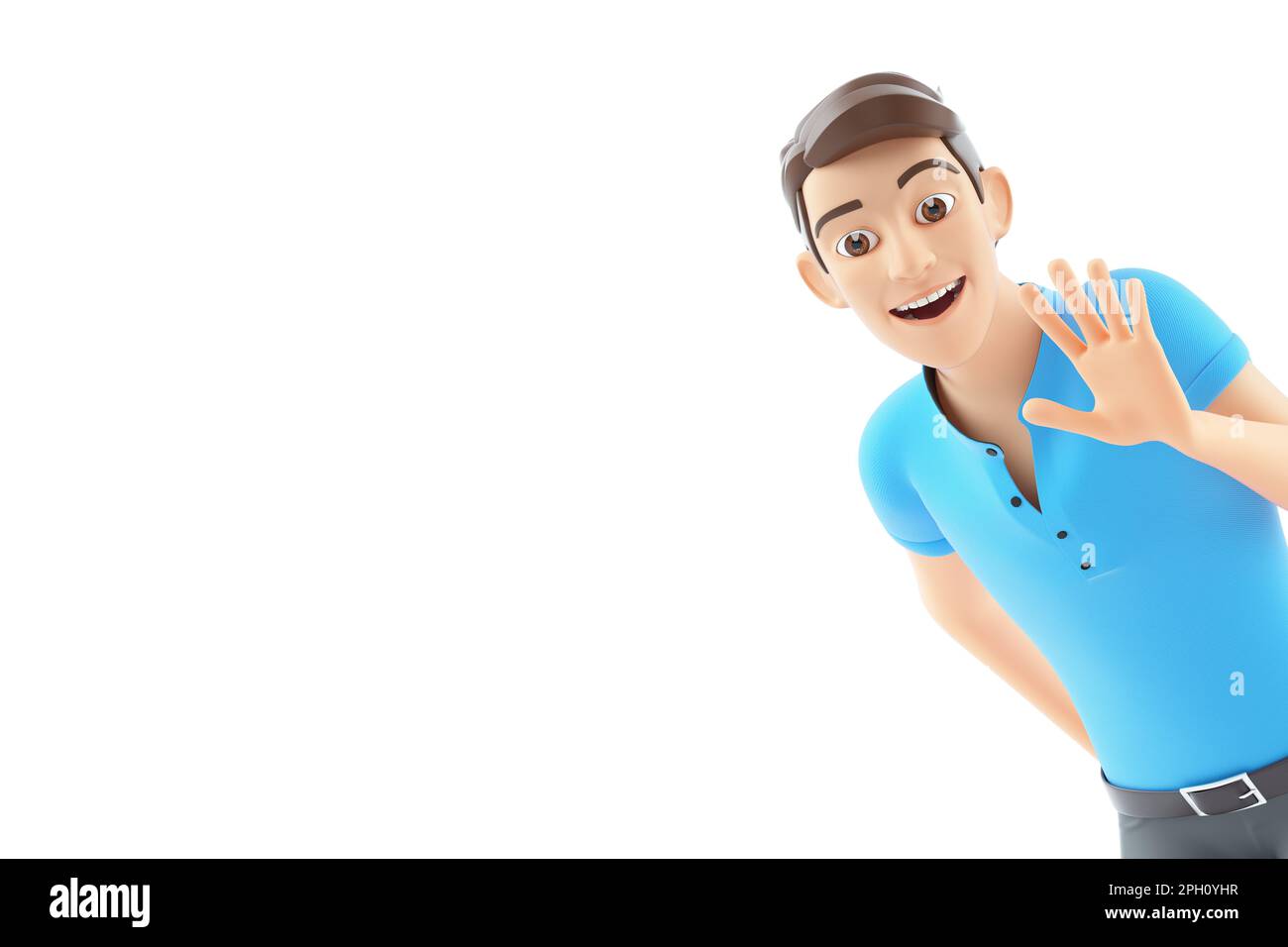 3d portrait man saying hello, illustration isolated on white background ...