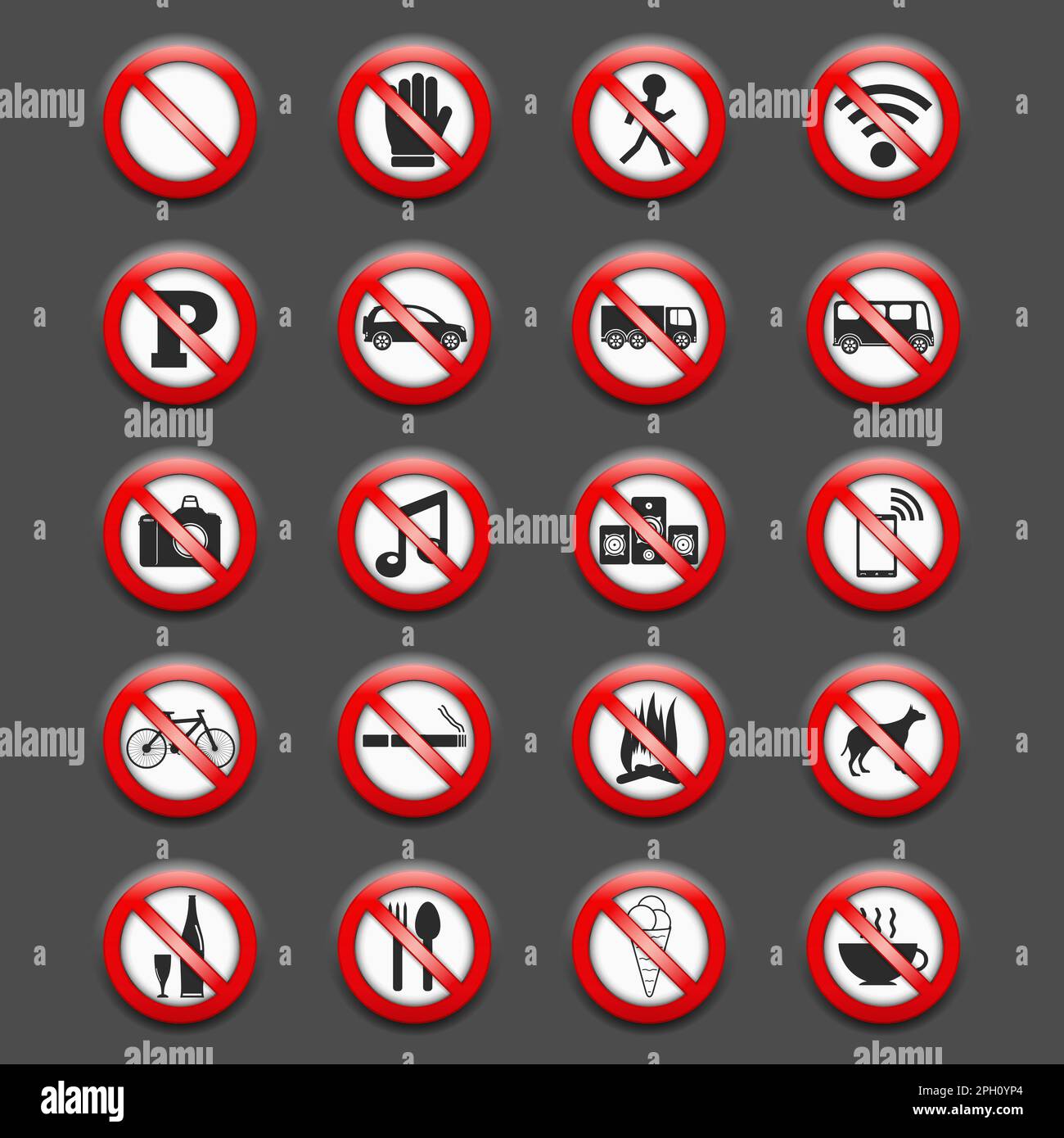 Set of prohibition signs, vector eps10 illustration Stock Vector Image ...