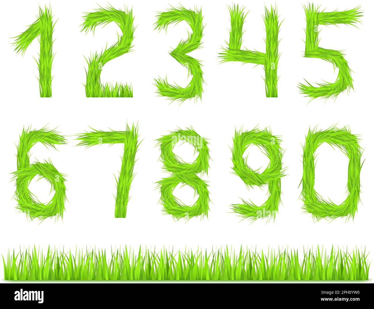 Numbers made of green grass, vector eps10 illustration Stock Vector ...