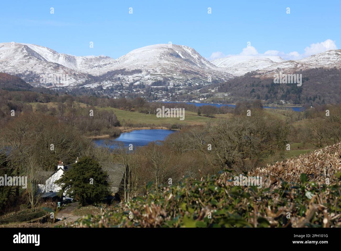 Lake District Idyll. View from High Wray over Blelham Tarn and ...