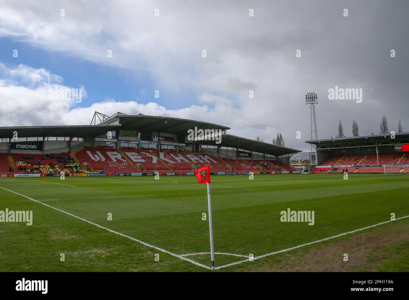 A general view inside of The Racecourse Ground, home of Wrexham ahead ...