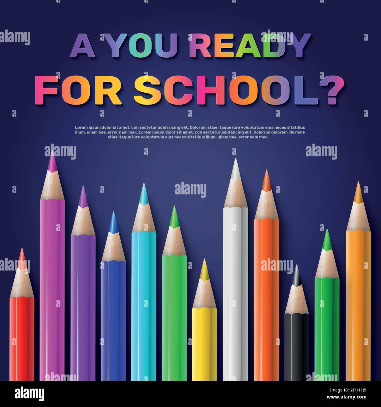 Realistic school blackboard, color pencils. 3d education tools, class ...