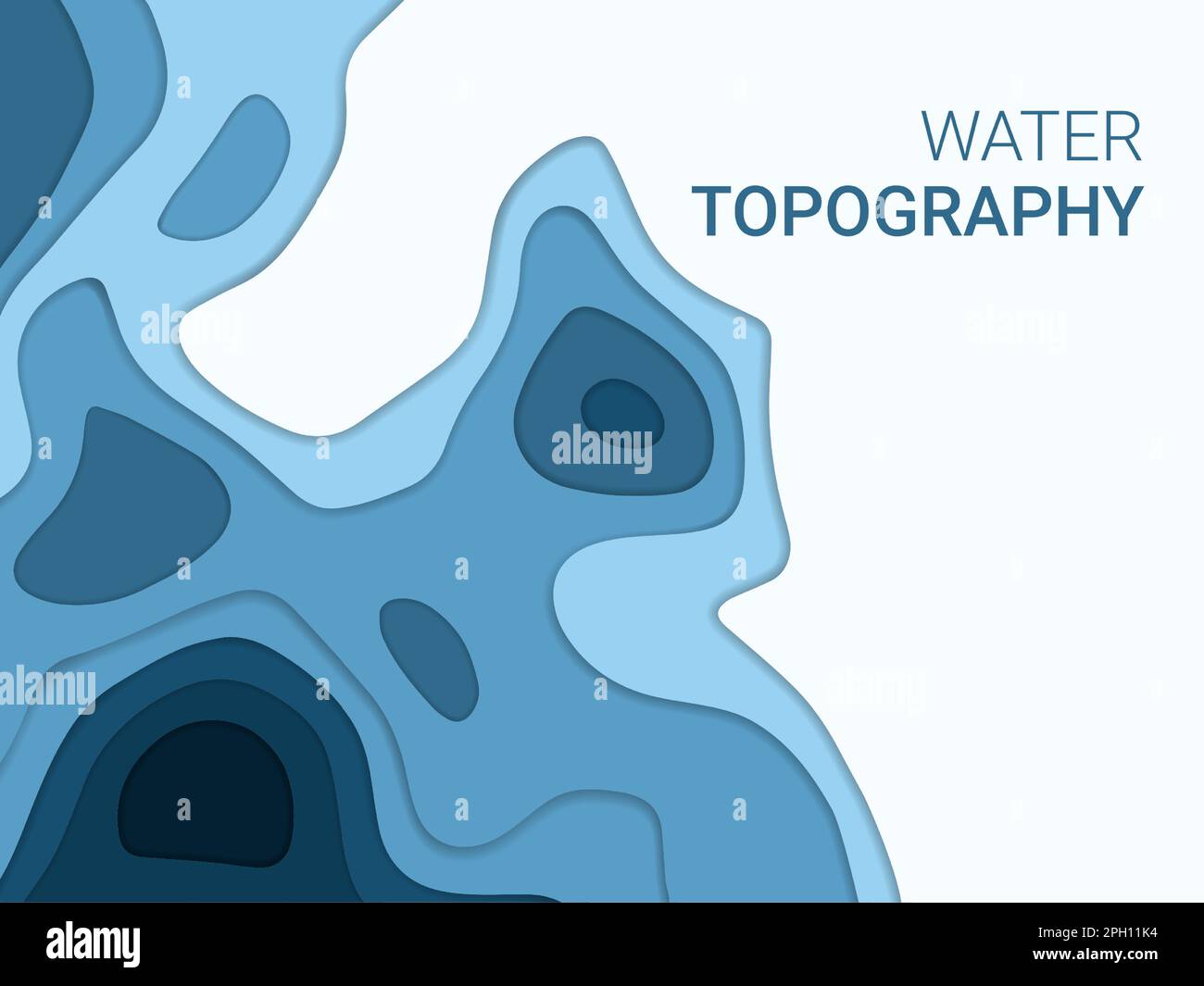 Paper cut, water river texture. Abstract topography papercut art, blue ...