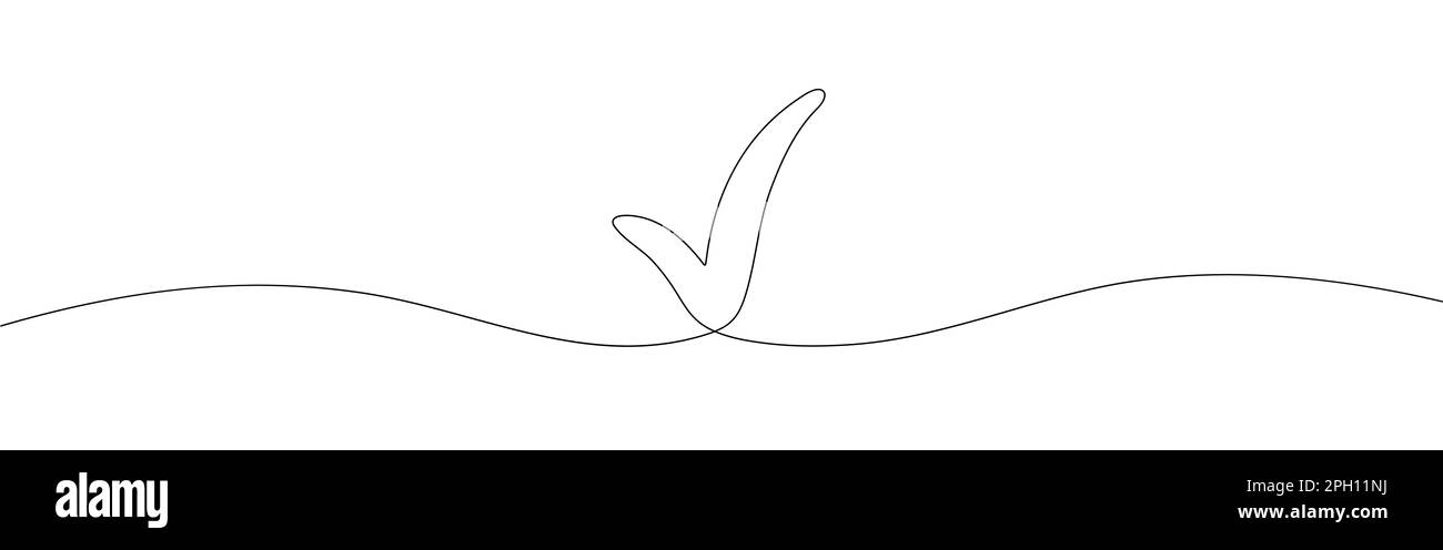 Continuous line drawing of check mark. Tick one line icon. One line ...