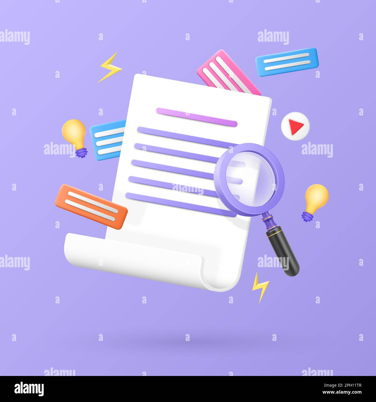 Research application elements. Finding information with magnifying ...