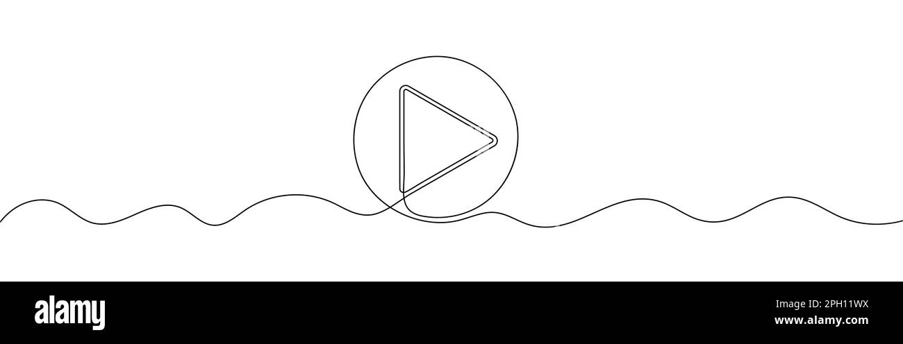 Play button one line background. One continuous line drawing of play ...