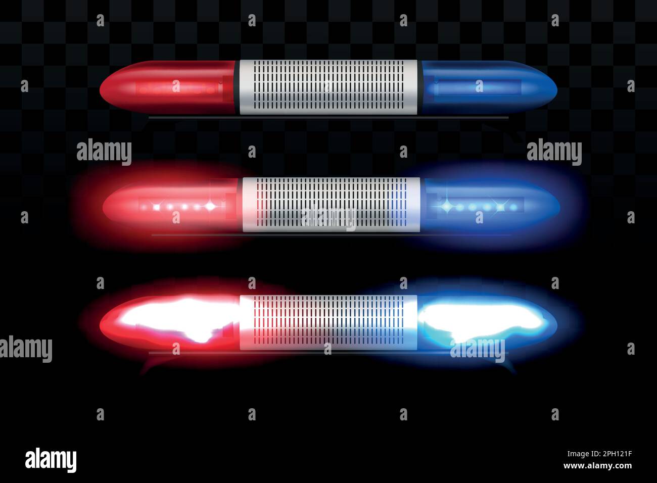 3d police, emergency ambulance flasher. Realistic beacon car light ...