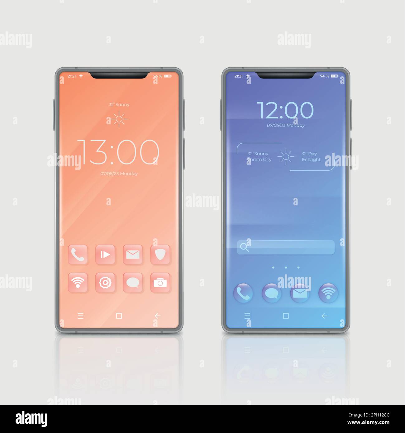 Mobile smart phone lcd screen. Stylish cellphone interface design ...