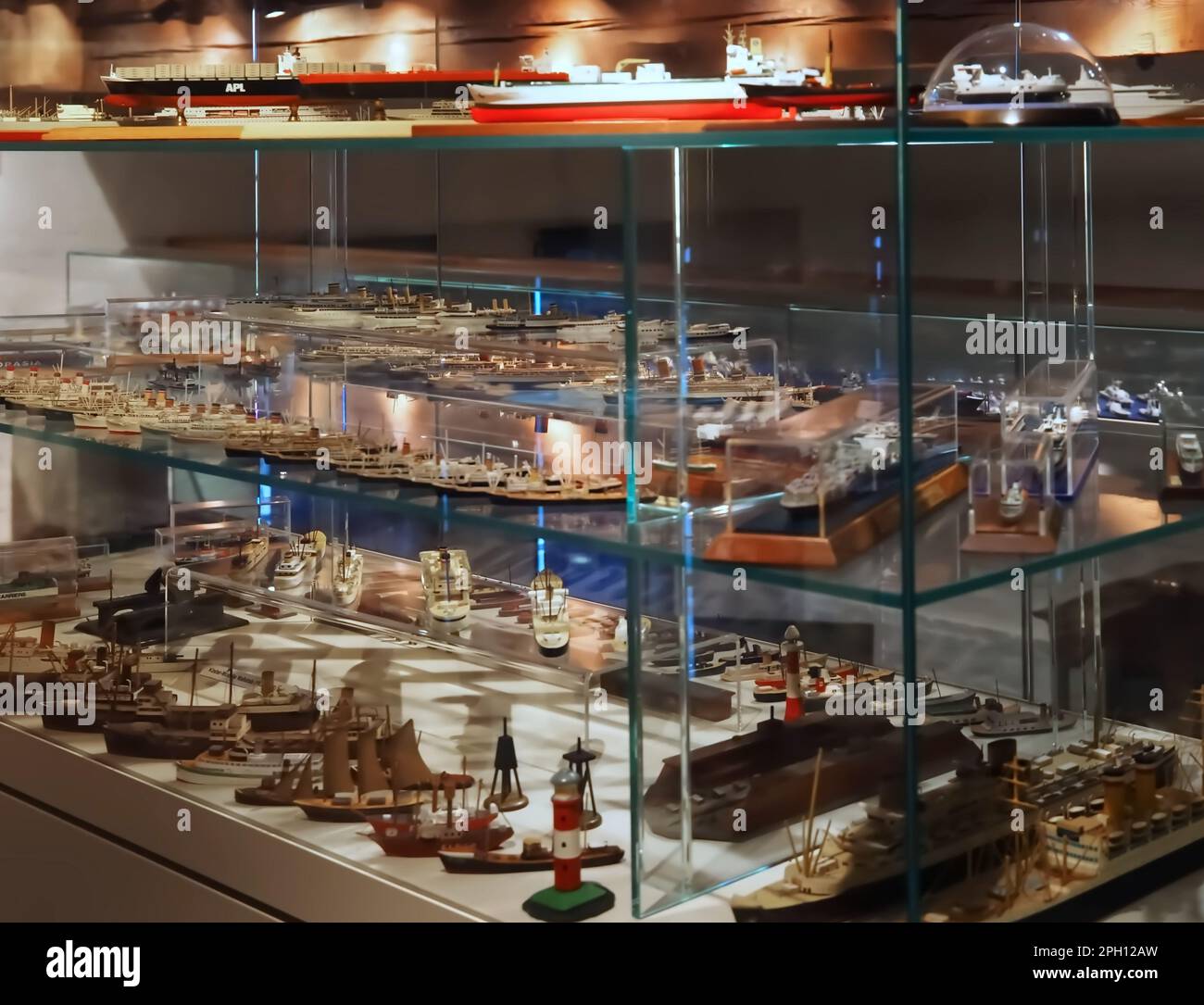 Inside the international Maritime Museum of Hamburg miniature art ships ...