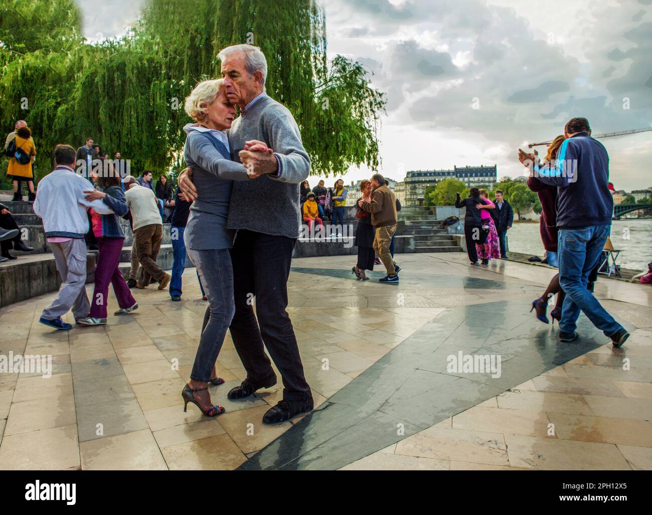 05-15-2016 Paris, France. Dancing Tango (you remember movie Last tango ...