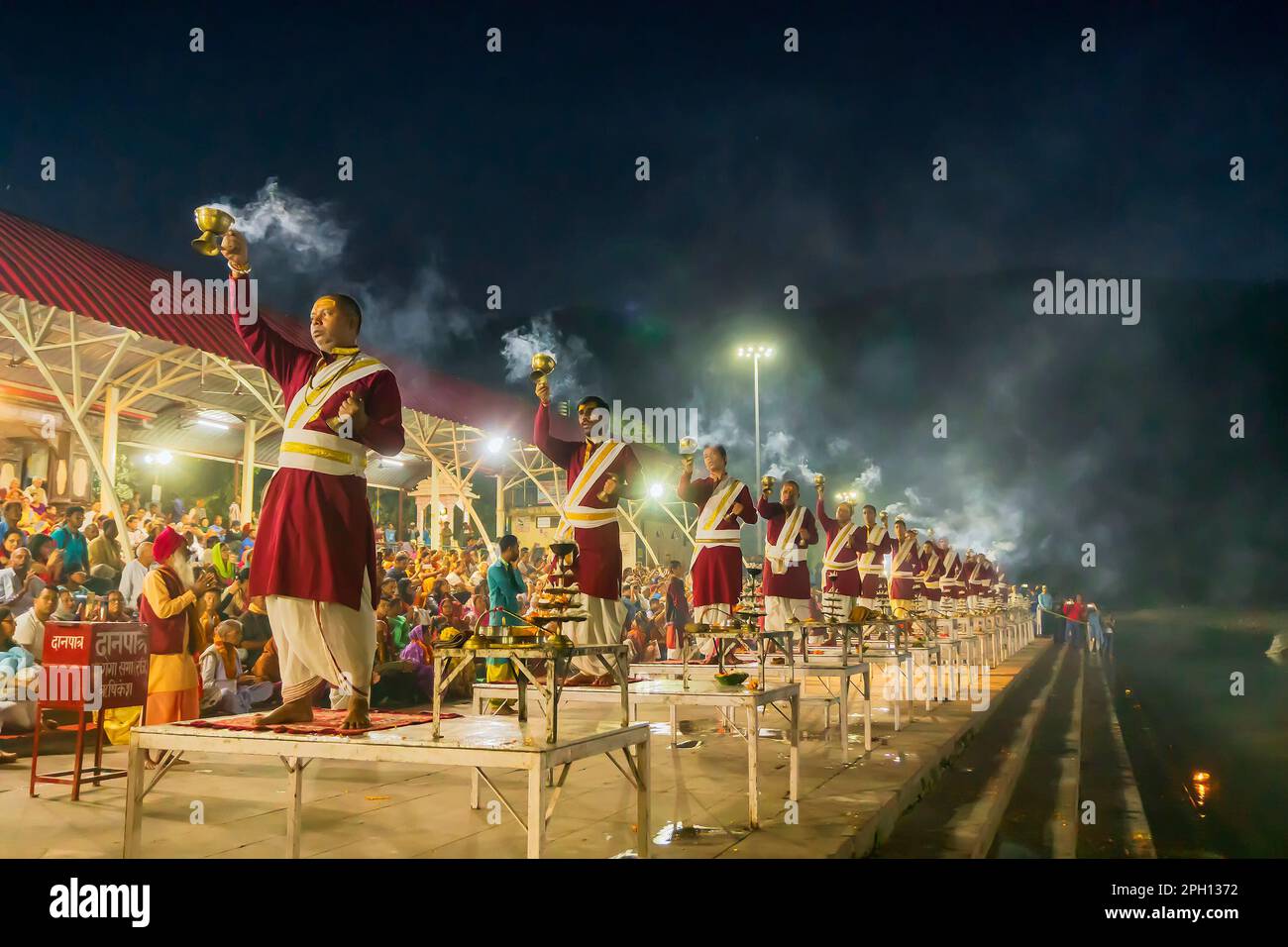 Tribeni Ghat, Rishikesh, Uttarakhand - 29th October 2018 : Ganga aarti ...